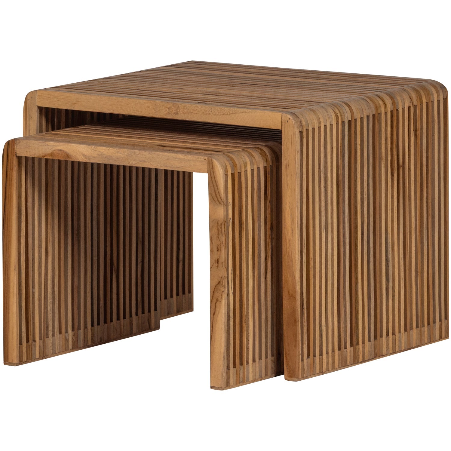 Set 2 tavolini in legno di teak Jasmijn